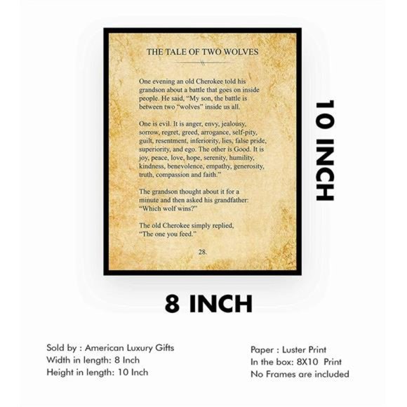 Wall Decor | The Tale Of Two Wolves Cherokee Indian Talevintage Book ...